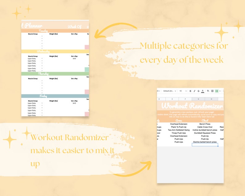 Workout Planner & Randomizer Spreadsheet Template - Etsy