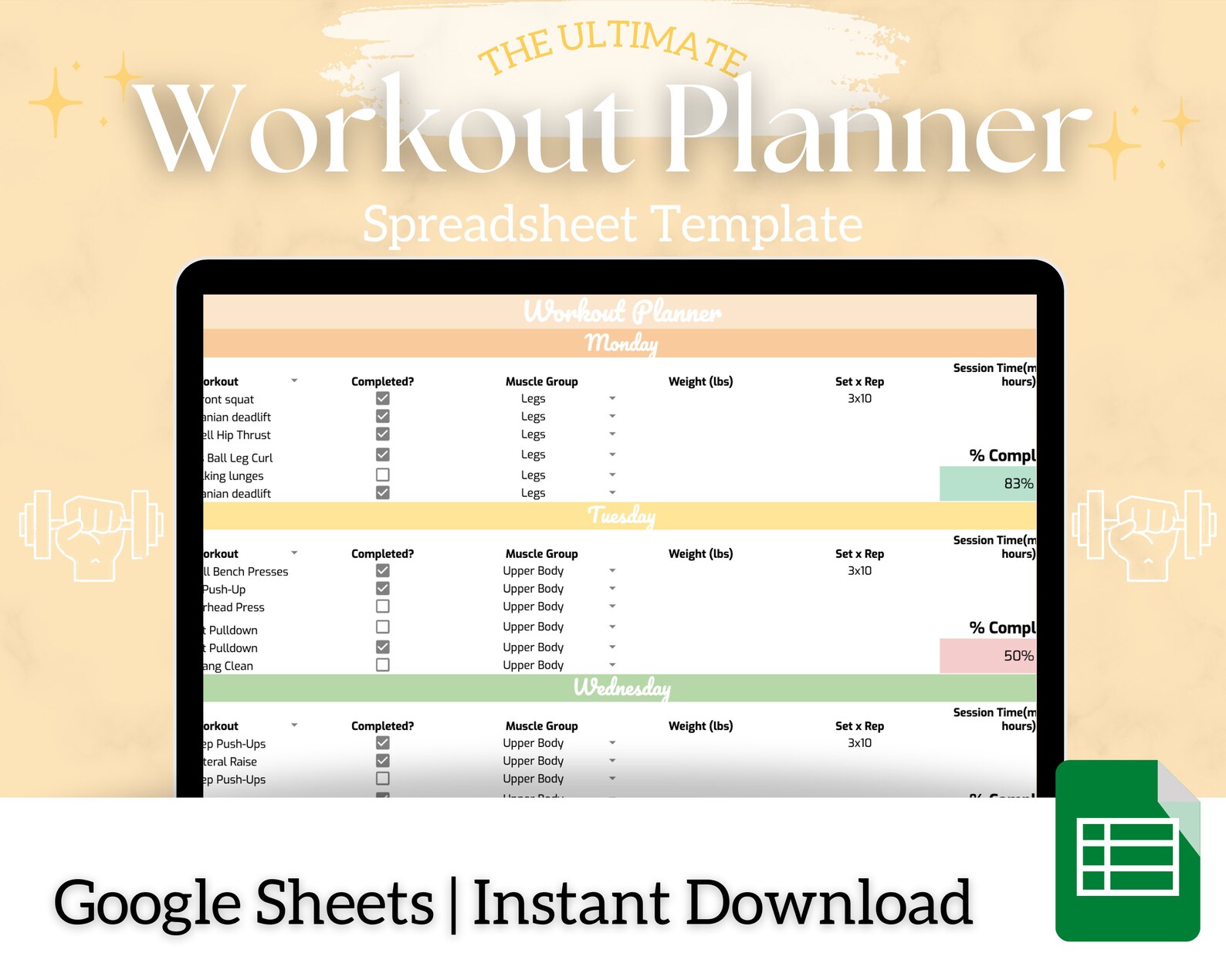 Workout Planner & Randomizer Spreadsheet Template - Etsy