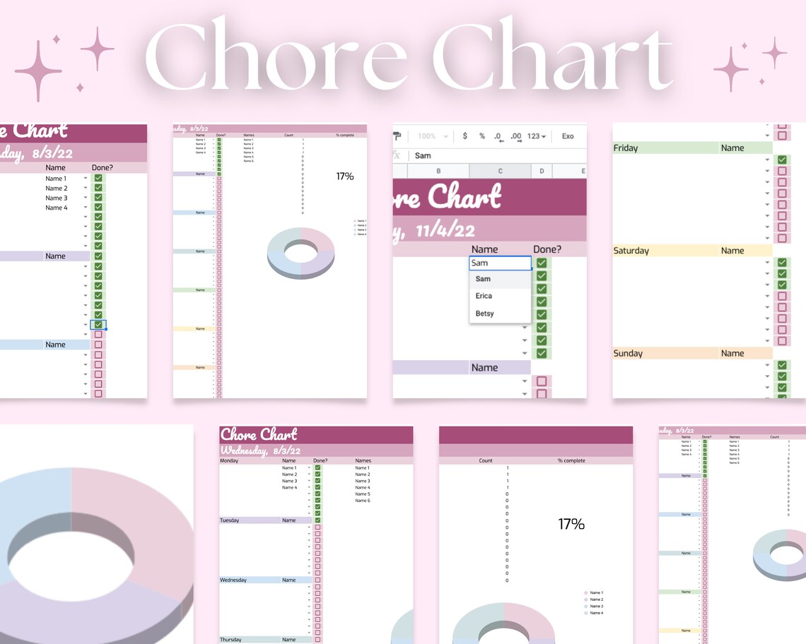 Chore Chart Spreadsheet Template - Etsy