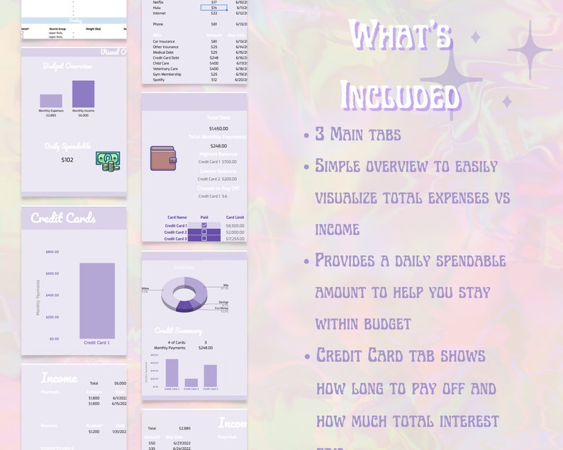 Monthly Budget Spreadsheet Lavender - Etsy