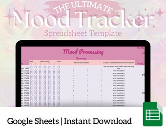 Digital Mood Tracker Spreadsheet Google Sheets Template - Etsy