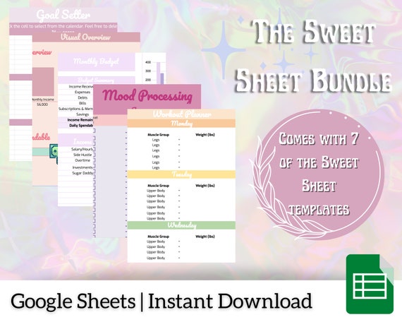 Sweet Sheets Spreadsheet Template Bundle - Etsy