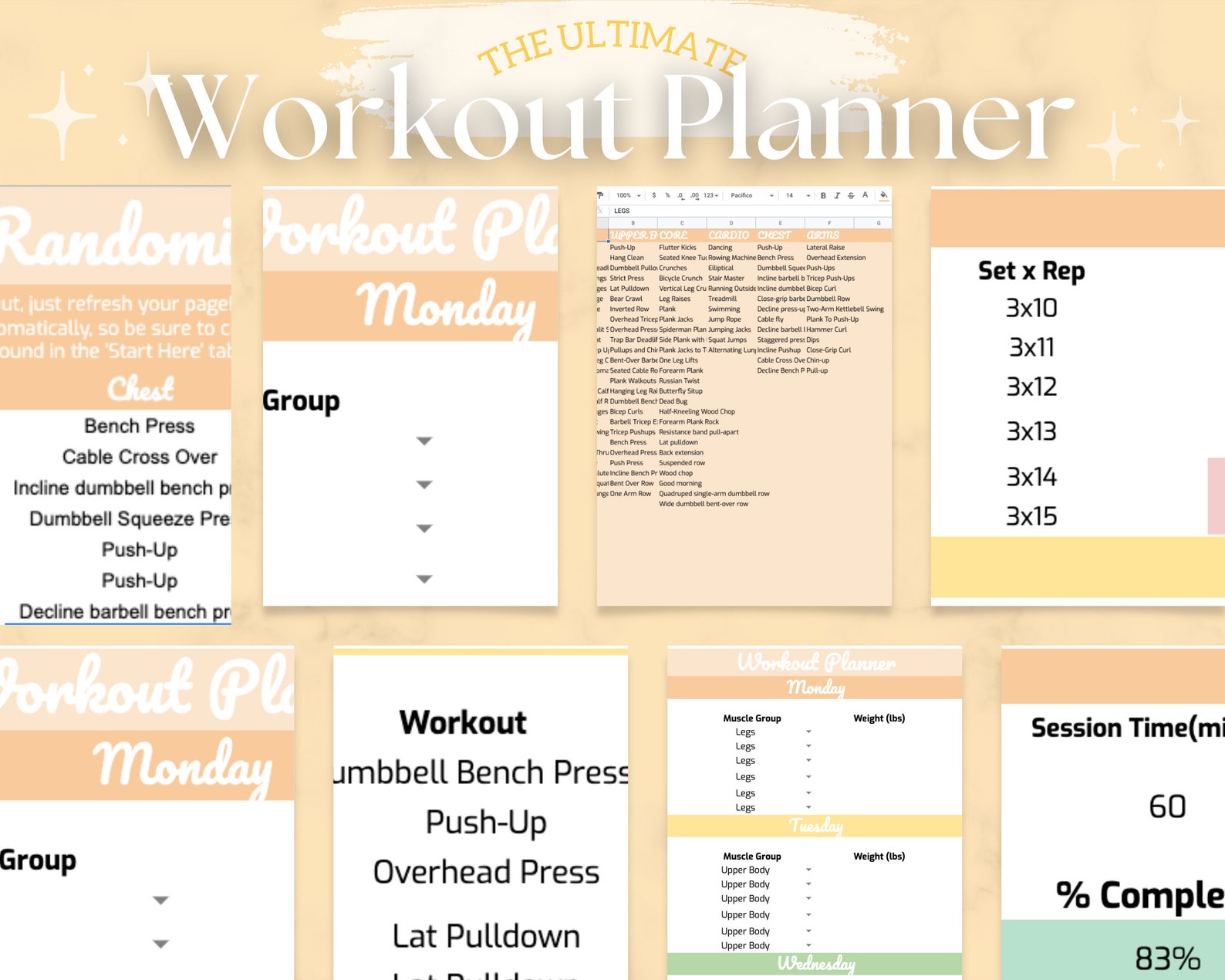 Workout Planner & Randomizer Spreadsheet Template - Etsy