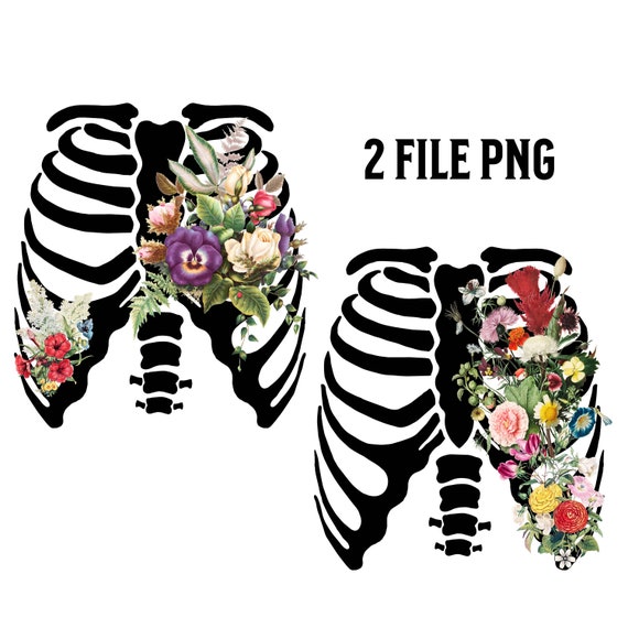 Rib Cage Floral PNG Ribcage Flowers Png Skeleton Flower Png - Etsy
