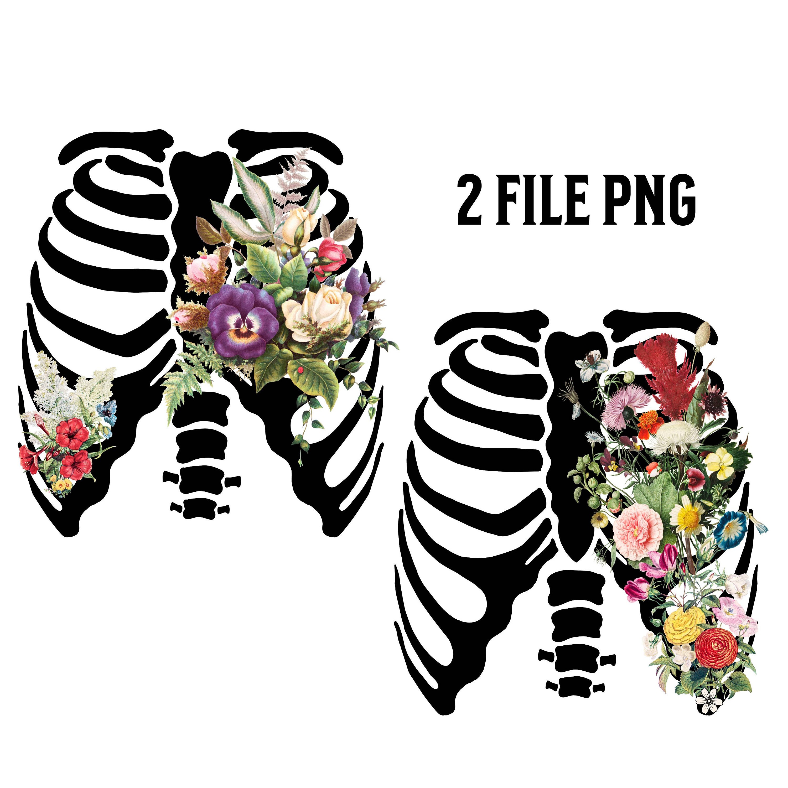 Rib Cage Floral PNG, Ribcage Flowers Png, Skeleton Flower Png, Skeleton ...