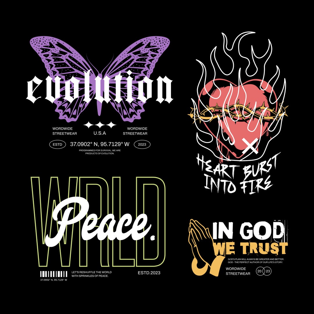 Streetwear Graphics Bundle: PDF & PNG Files Featuring T-shirt Designs ...