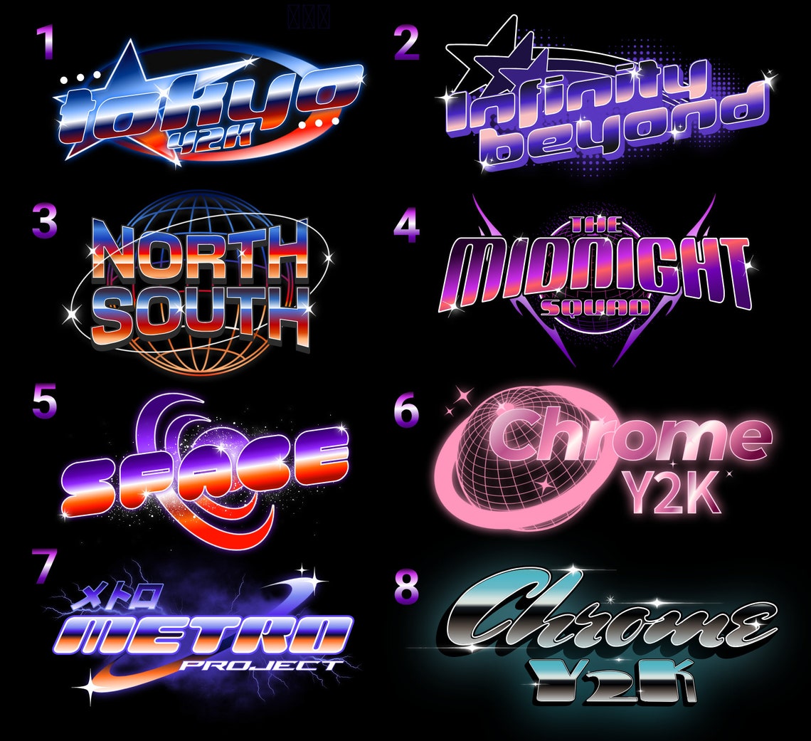 Custom Chrome Retro Y2K Logo Design, Unique Decorative Wall Art ...