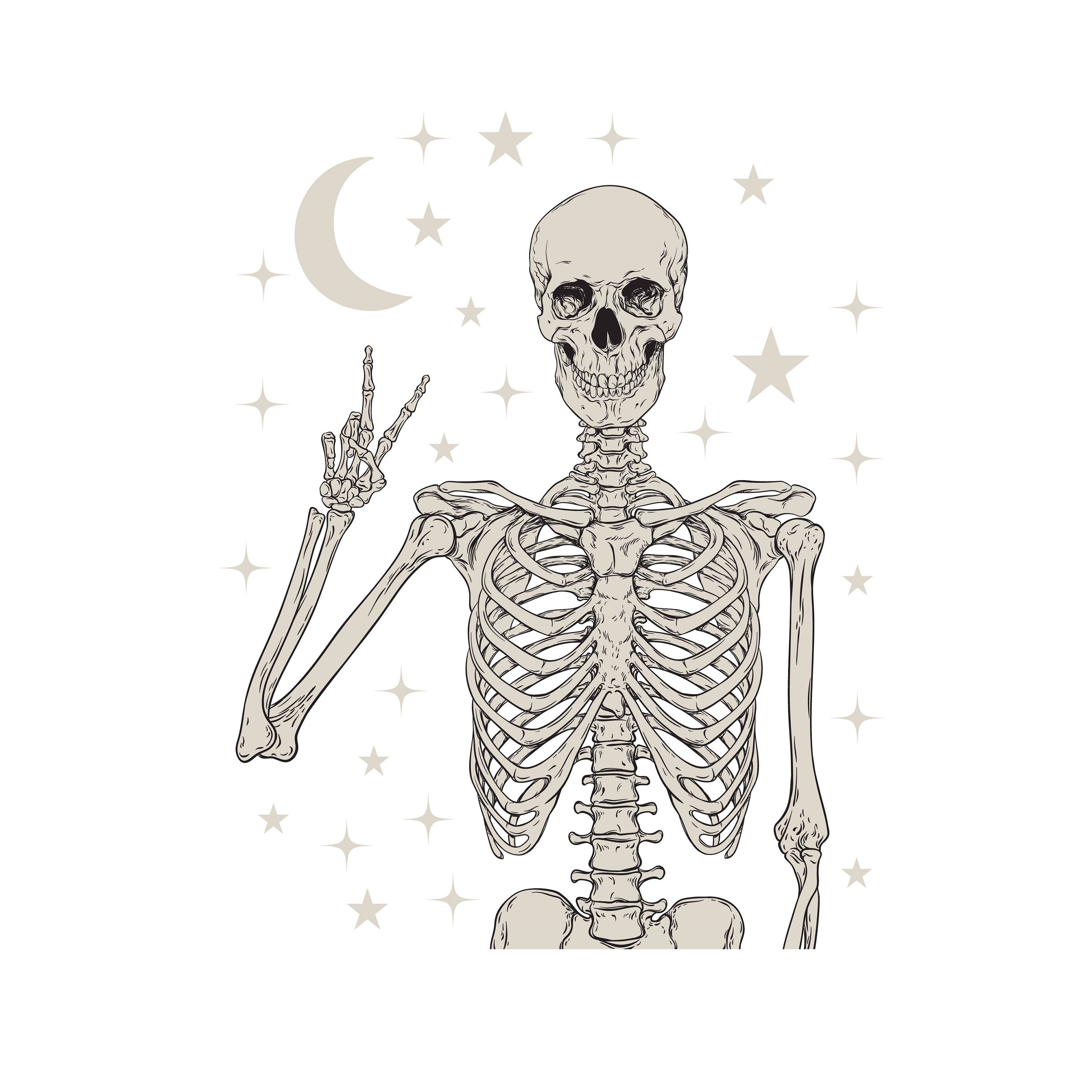 Halloween Skeleton Peace Sign PNG, Digital Print Download - Etsy