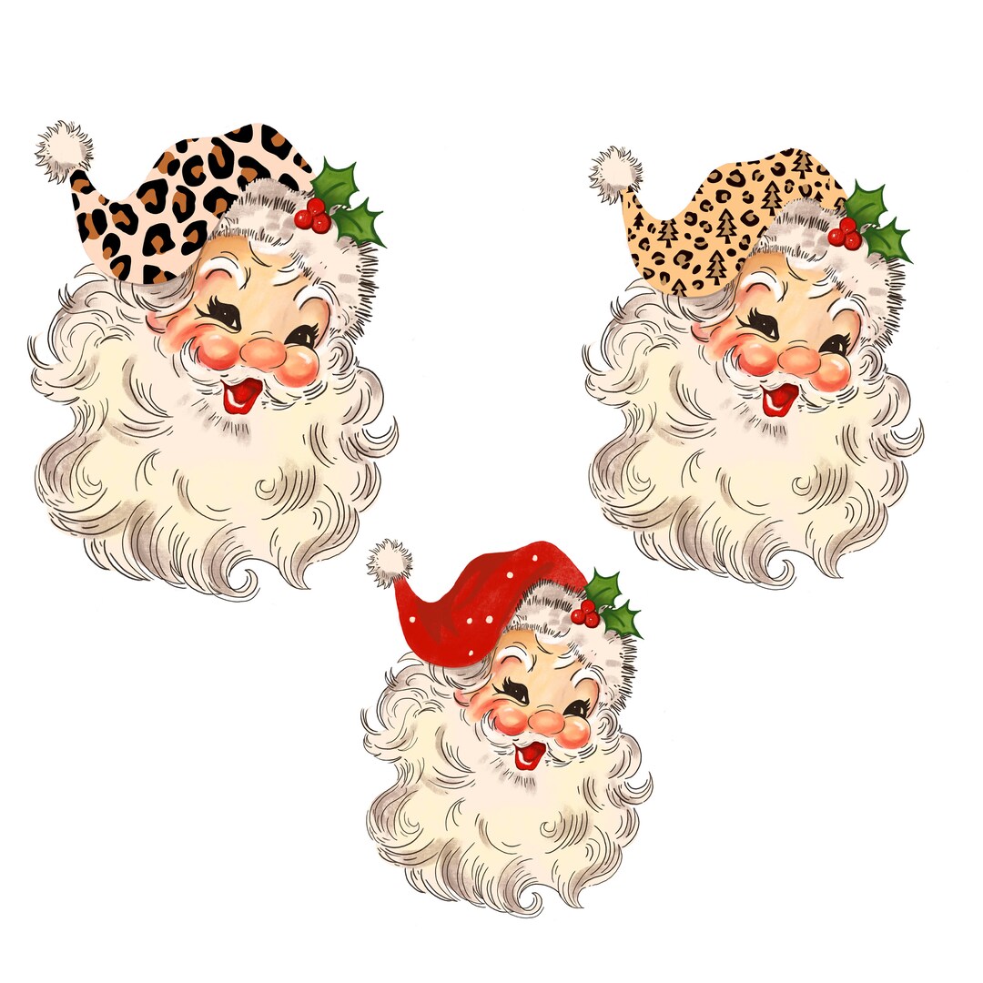 Vintage Image Shabby Retro Brown Leopard Cap Hat Santa Christmas ...