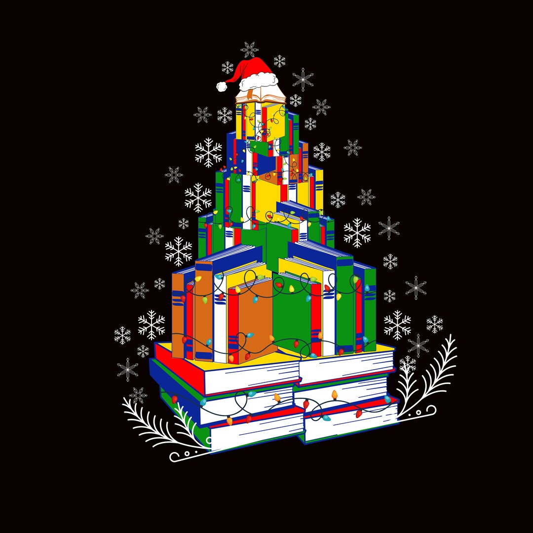 Merry Bookmas Png Books Christmas Tree Librarian Christmas Book Lover ...