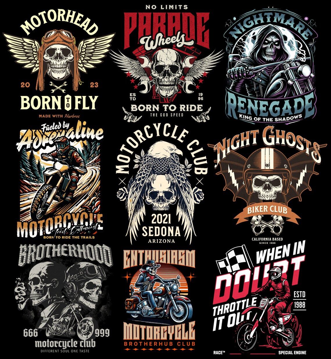 Streetwear Motorcycle Biker PNG Designs, T-shirt Designs Bundle, Biker ...