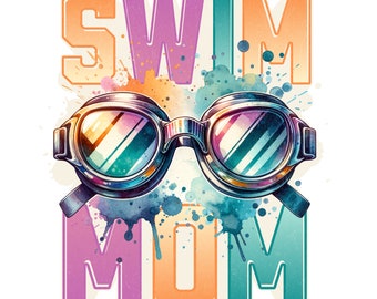 Swim Mom PNG Image, Blue Leopard Swimming & Diving Design, Sublimation ...