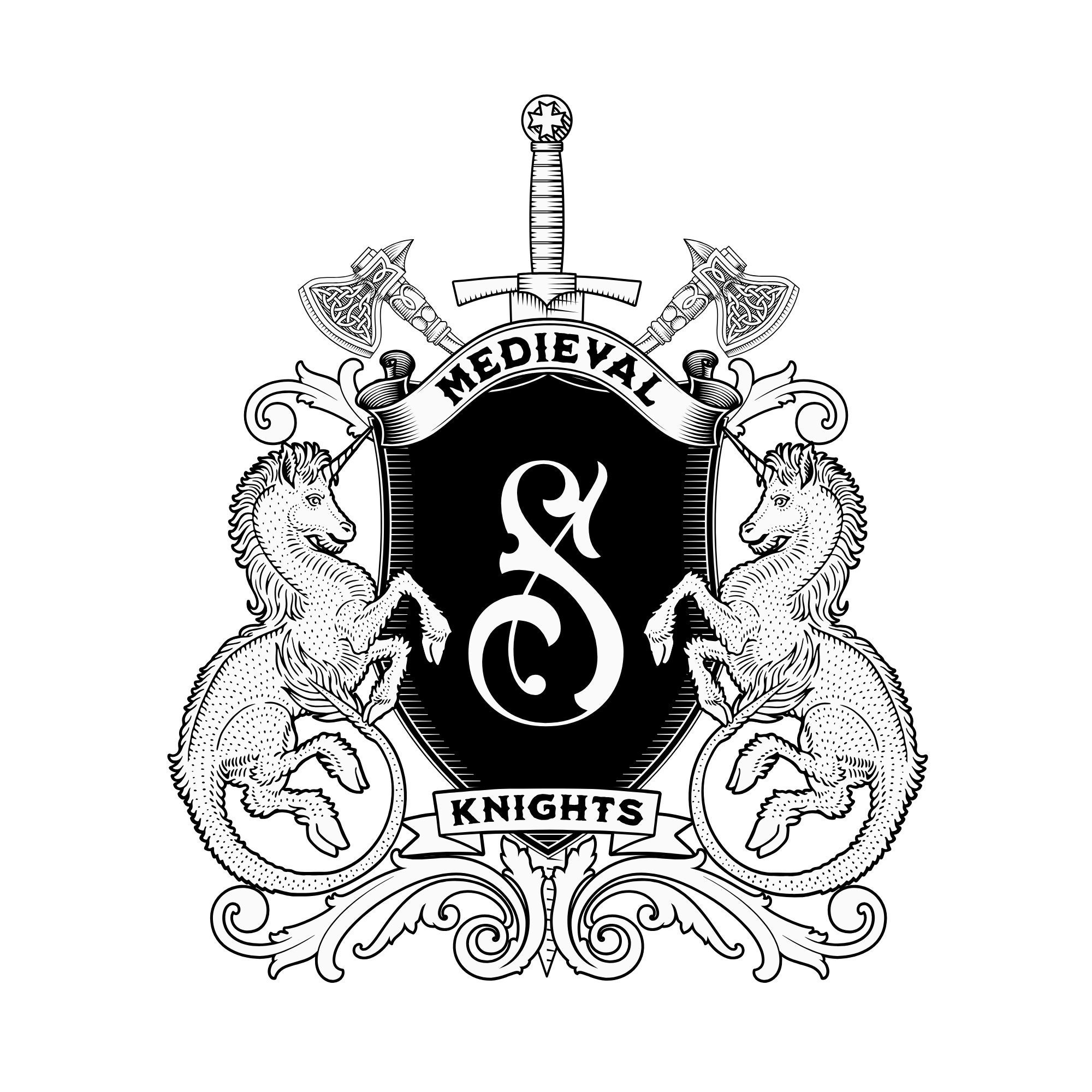Custom Logo Medieval Style, Heraldic Emblems, Shields Lions and Swords ...