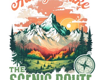 Always Take the Scenic Route Png, Camping Travel Adventure Wild Compass ...