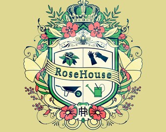 Family Crest Embellished With Roses , Family Crest Coat of Arms Custom ...