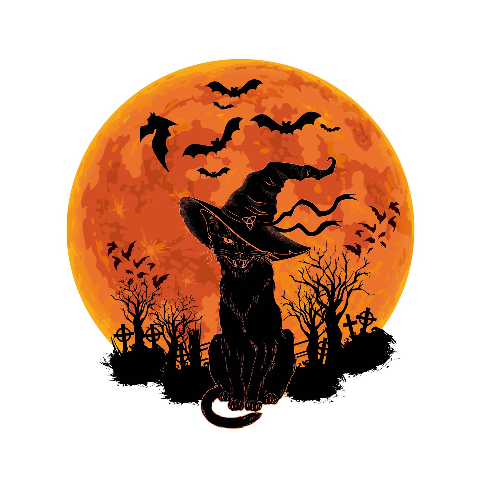 Halloween Black Cat PNG Witch Cat PNG Halloween Shirt For Cat Lover