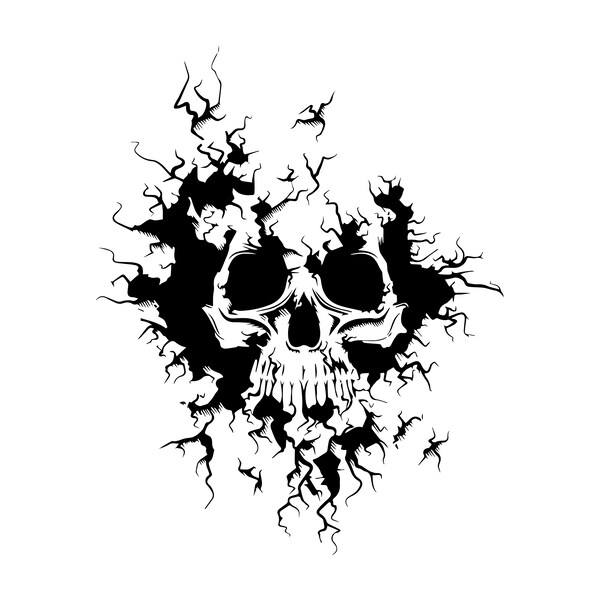 Skull Through Wall Vector - Etsy