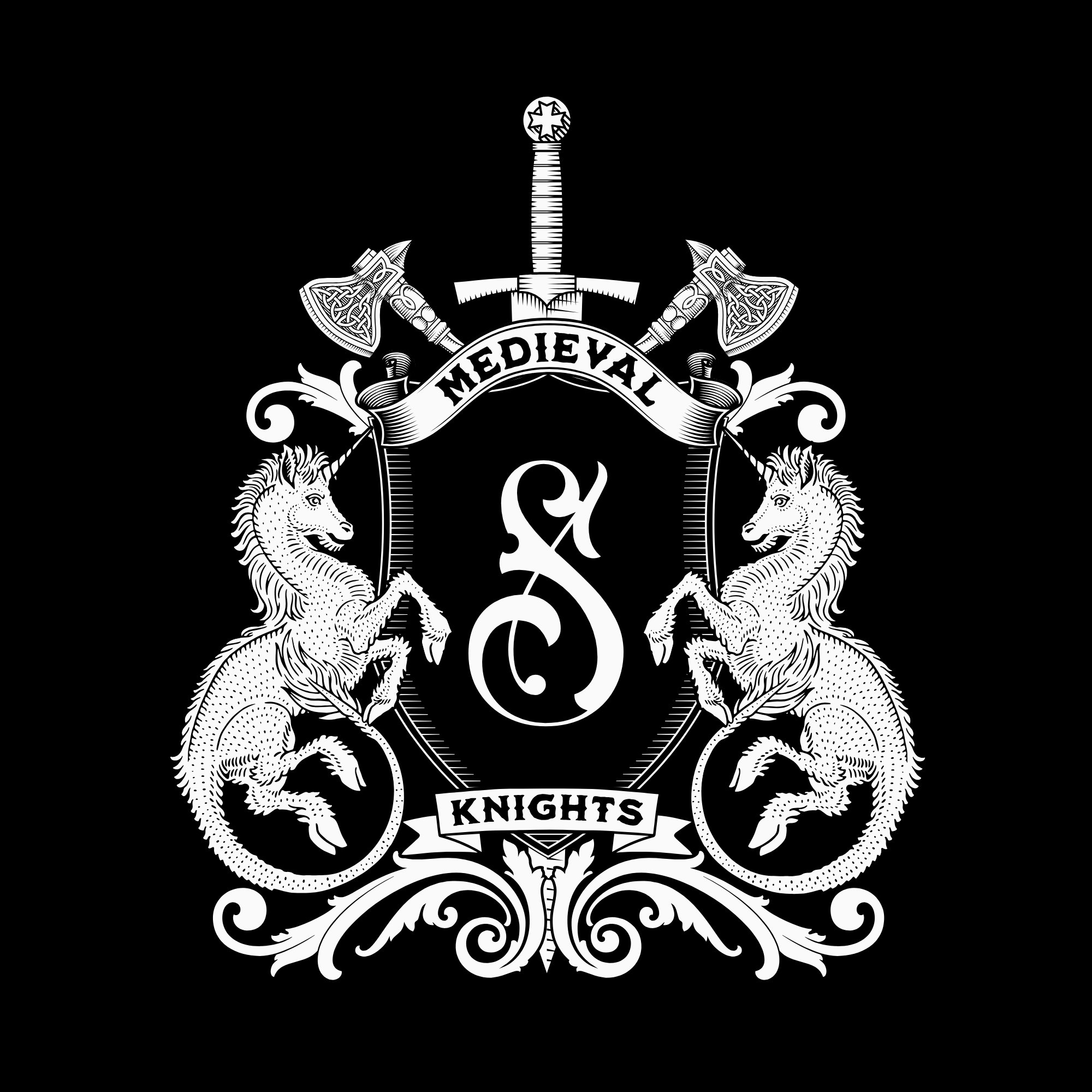 Custom Logo Medieval Style, Heraldic Emblems, Shields Lions and Swords ...