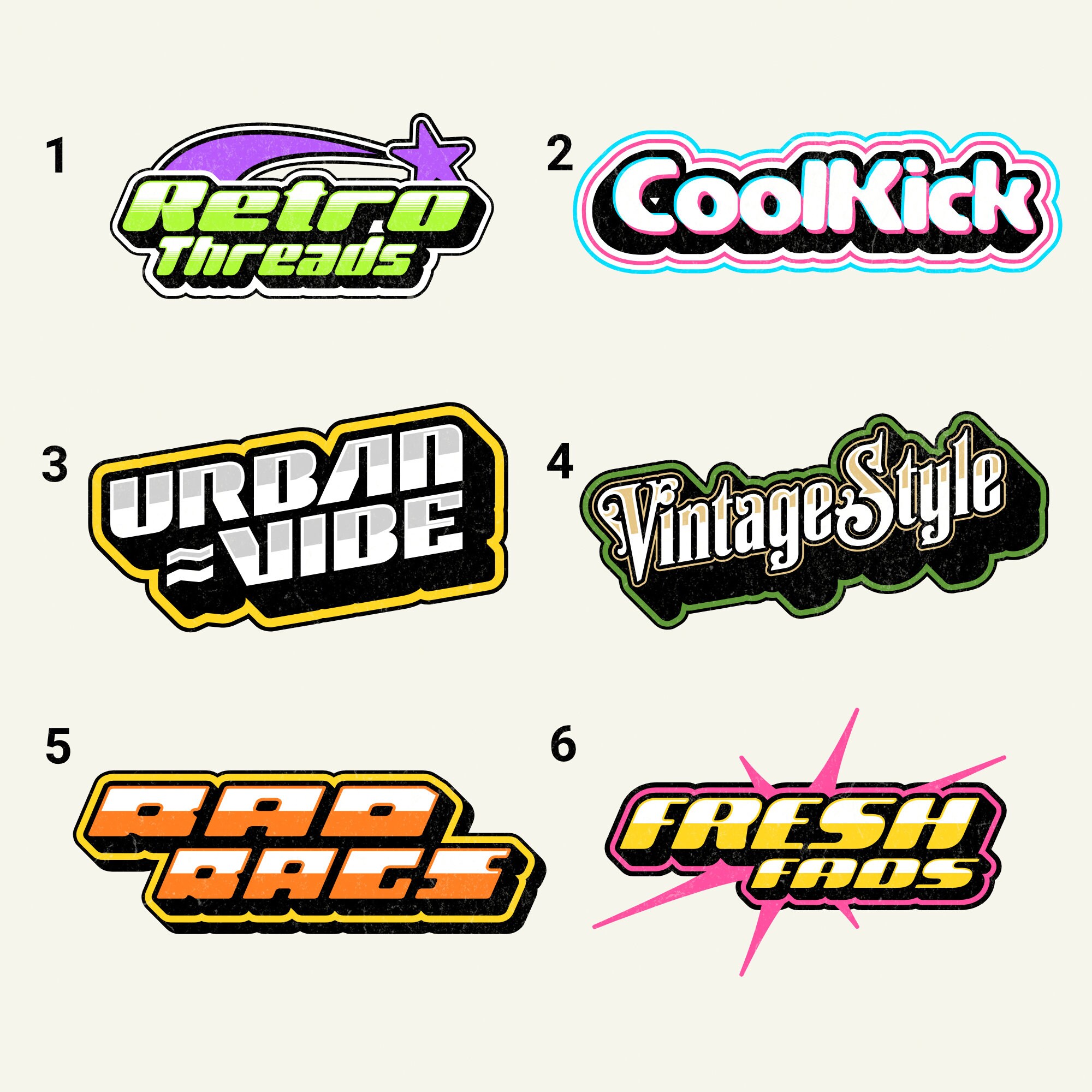 Custom Logo , Retro Colorful Y2K Logo Collection Logo Design - Etsy