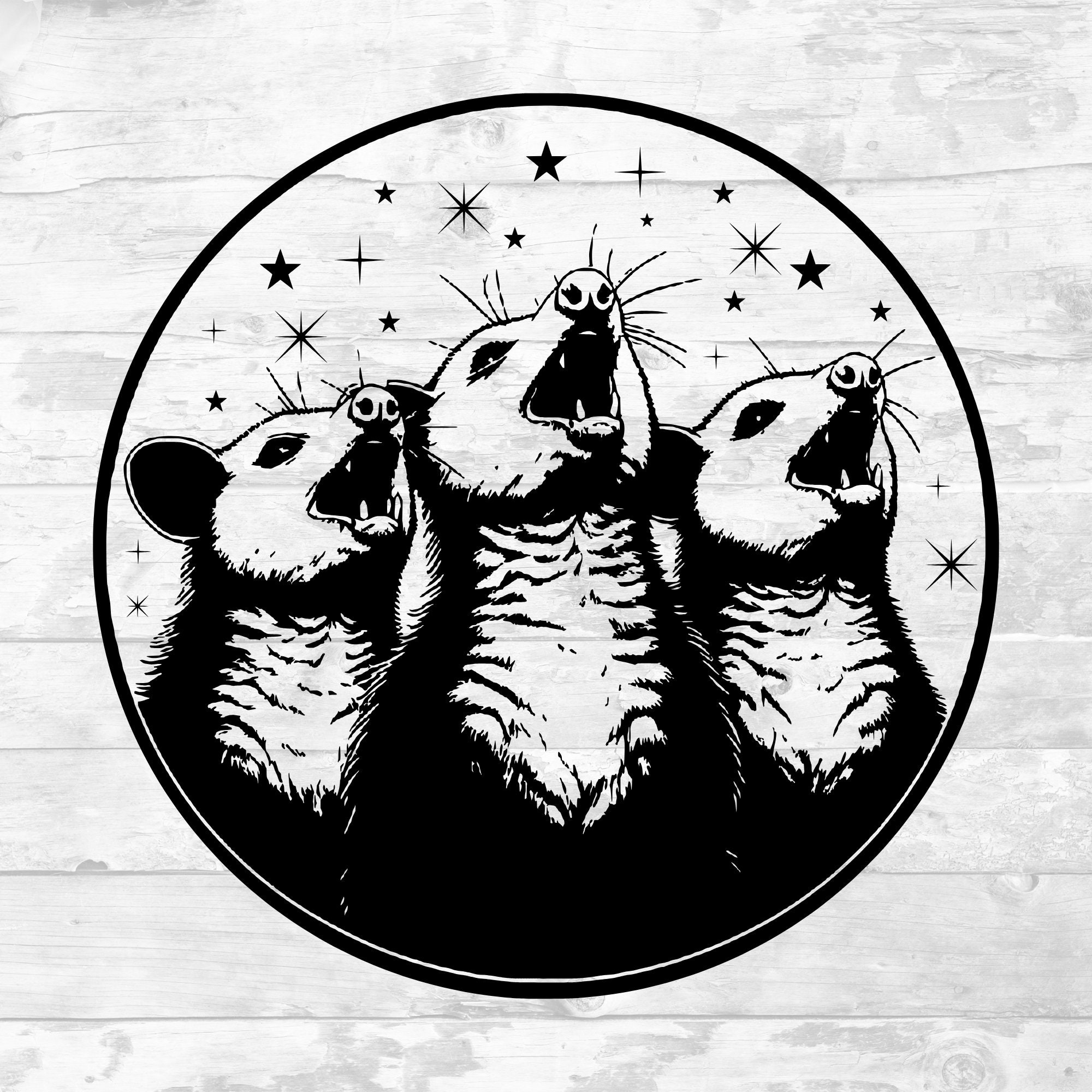 Three Possums Howling at Moon Svg, Opossum Lover Png, Funny Possum Svg ...