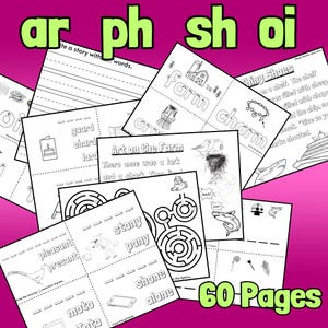 Ar Ph Oi Sh Vowel Teams Digraphs 60 Page Packet Mini Workbooks - Etsy