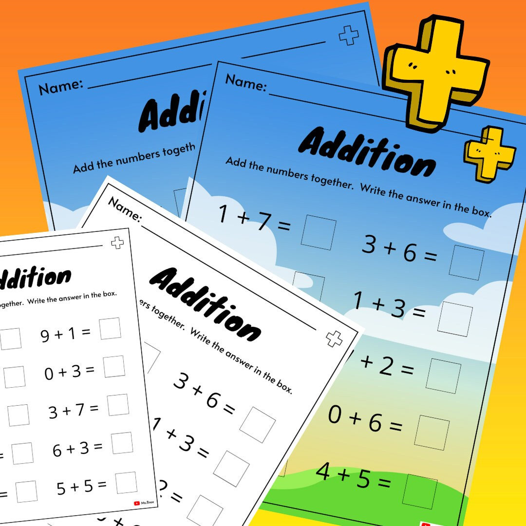 10 Addition Worksheets (numbers 1-10) - Etsy