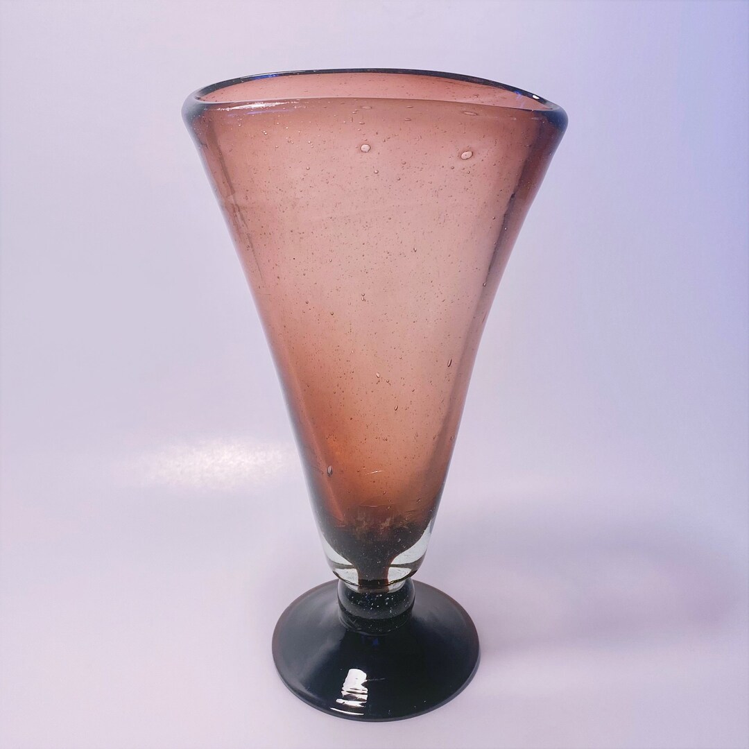 Amethyst Hand Blown Fan Shaped Glass Vase Beautiful Purple Vase 8 ...