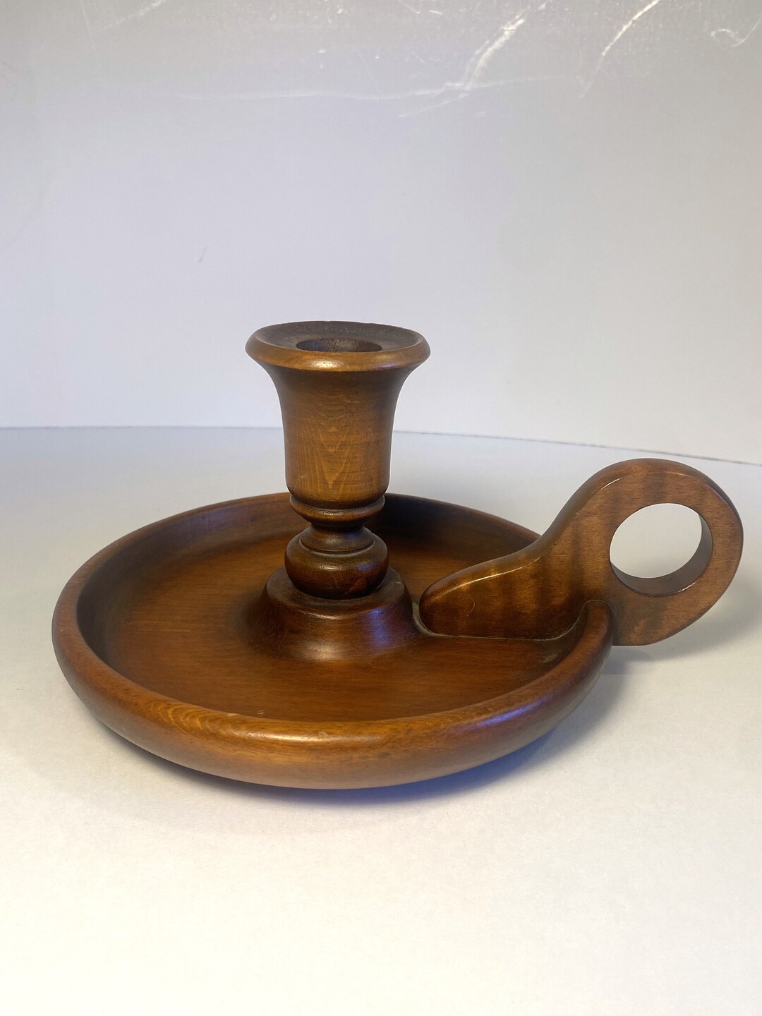 Vintage Colonial Style Wooden Candlestick Holder With Handle - Etsy