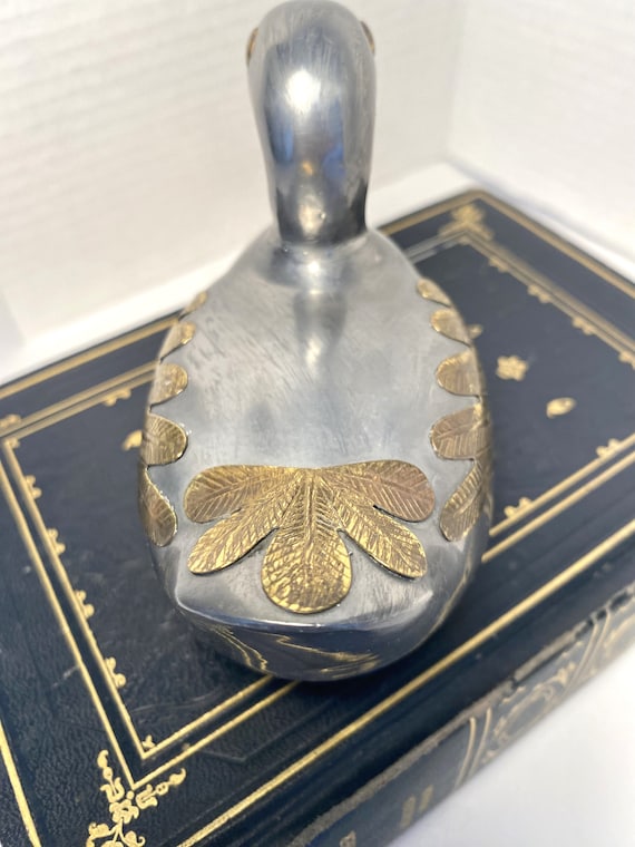 Vintage Pewter and Brass Duck Trinket Box Art Deco Du… - Gem