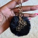 Puffball With Charms Keychain, Cute Fluffy Keychains , Gold Color, Faux ...