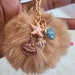 Puffball With Charms Keychain, Cute Fluffy Keychains , Gold Color, Faux ...
