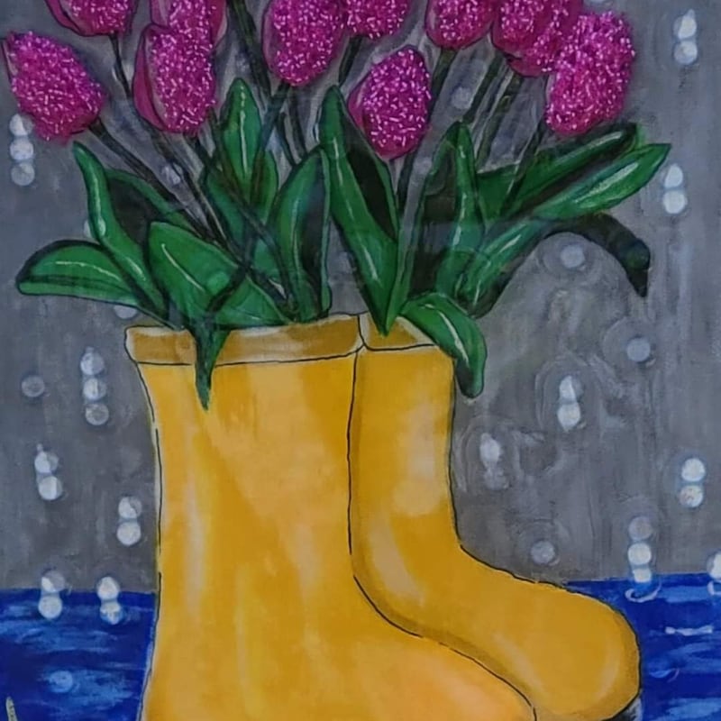 Rain Boot Flowers Art - Etsy