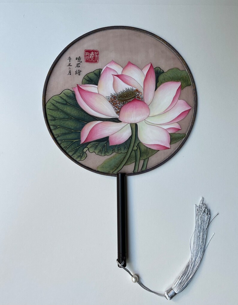 Original Chinese Traditional Hand-painted Fan, Watercolor, Lotus Flower ...