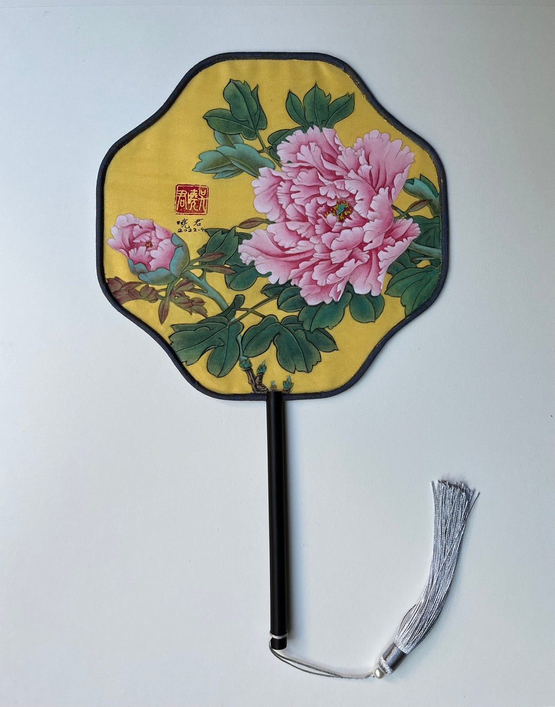 Original Chinese Traditional Hand-painted Fan, Watercolor, Peony, 13x8 ...