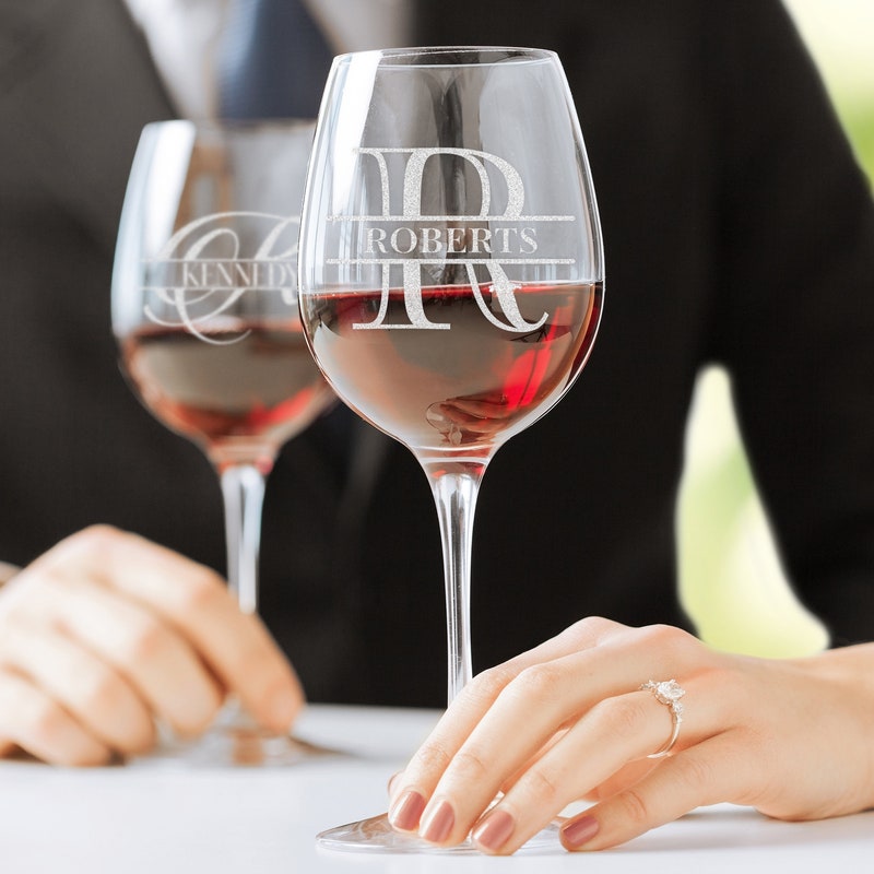 Monogram Wine Glass - Etsy