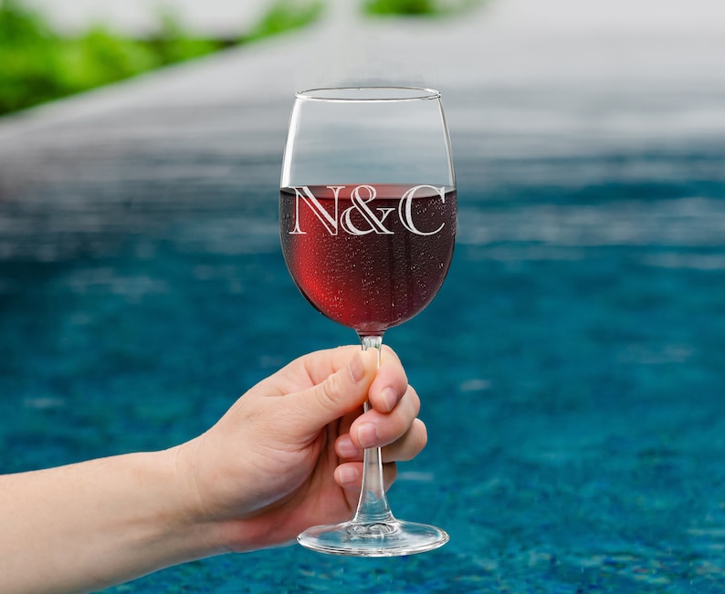 Custom Monogram Wine Glass Custom Engraved 12oz Wine Glass - Etsy