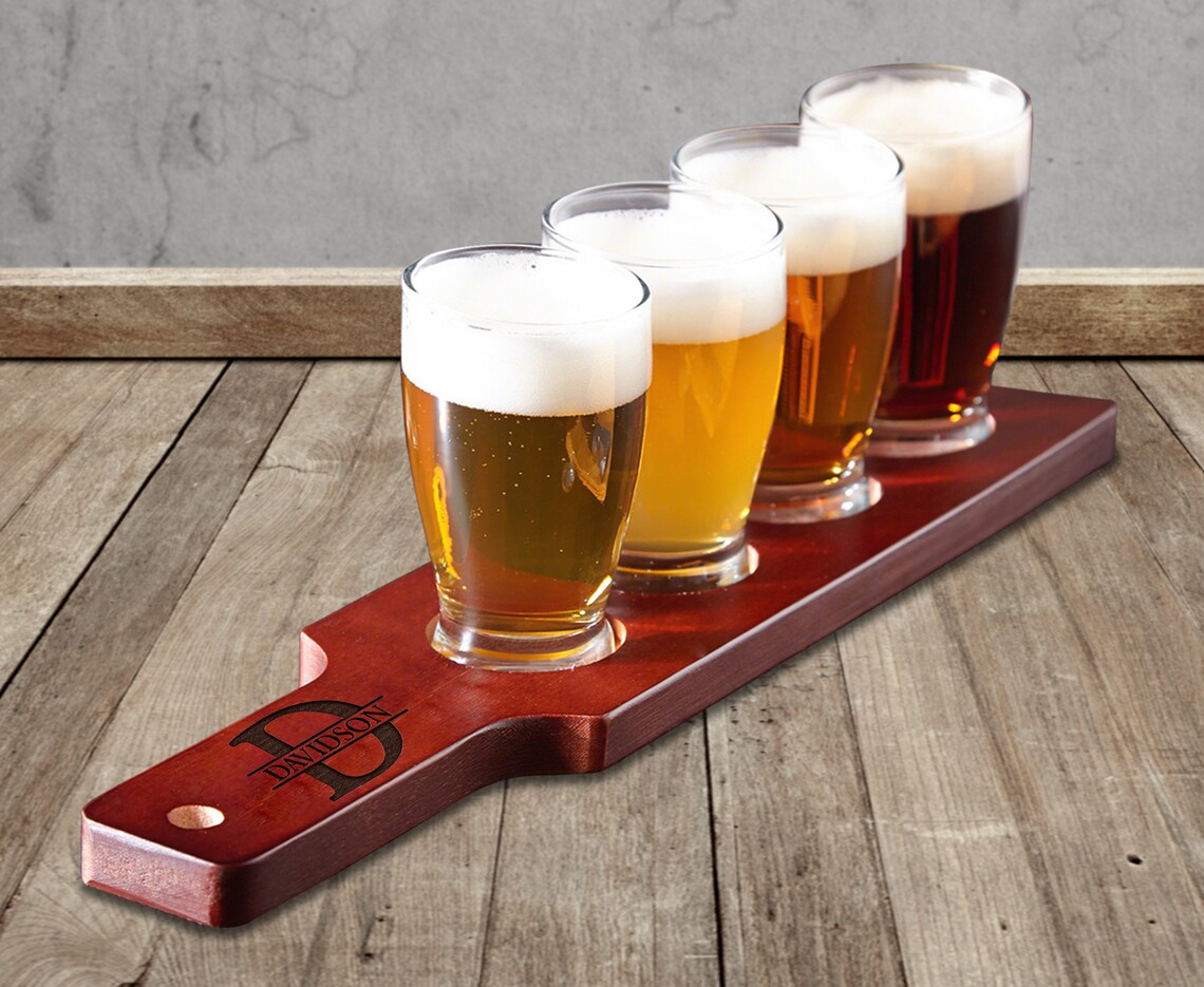 Personalized Monogram Beer Flight Board Beer Flight Set - Etsy