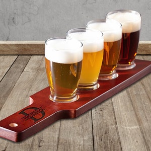 Personalized Monogram Beer Flight Board, Beer Flight Set, Engraved ...