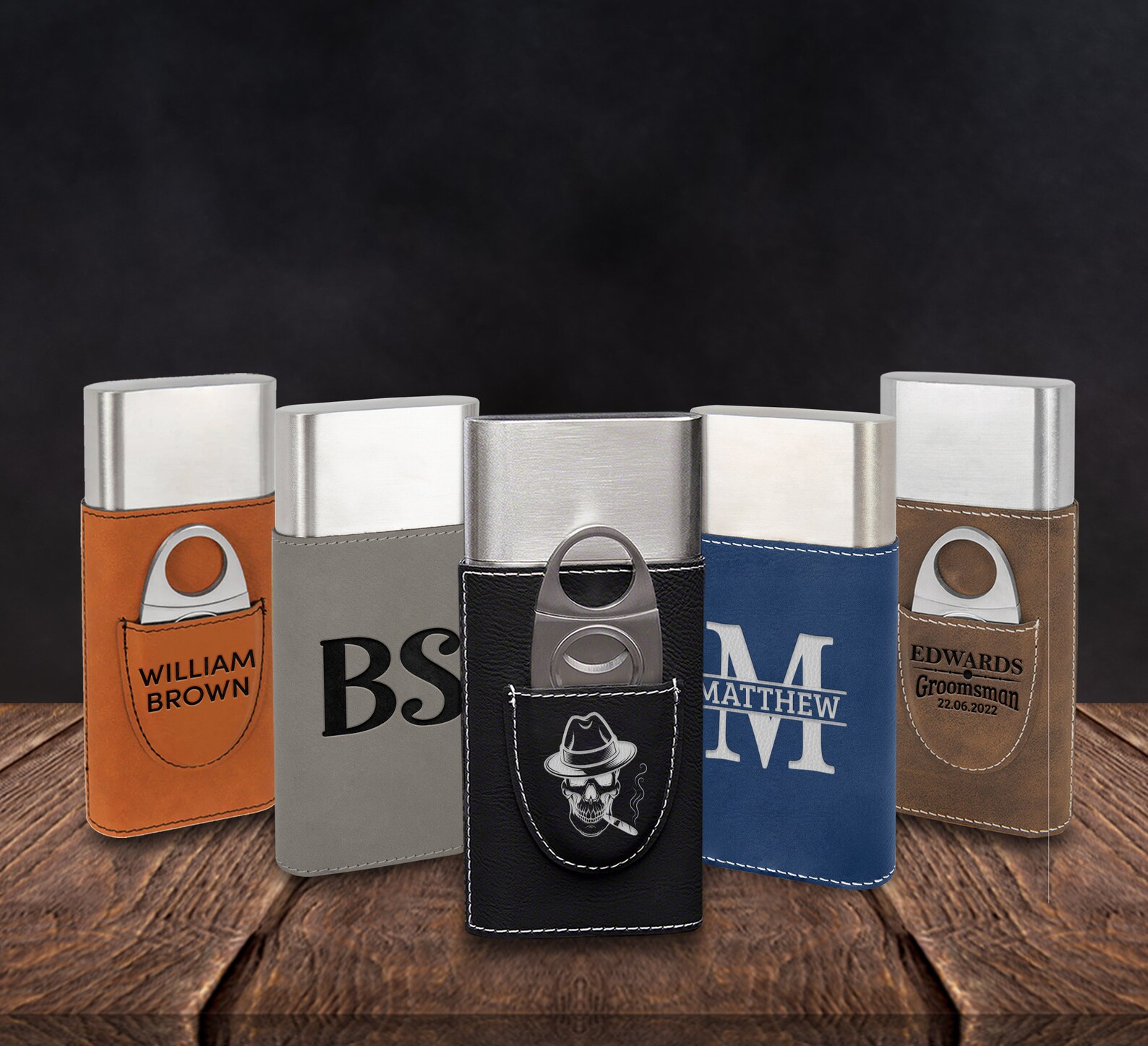 Personalized Cigar Case and Cutter, Leather Cigar Holder With Cutter ...