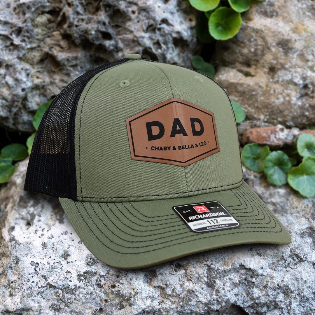 Custom Leatherette Patch Dad Trucker Hat, Dad Leather Patch Cap ...