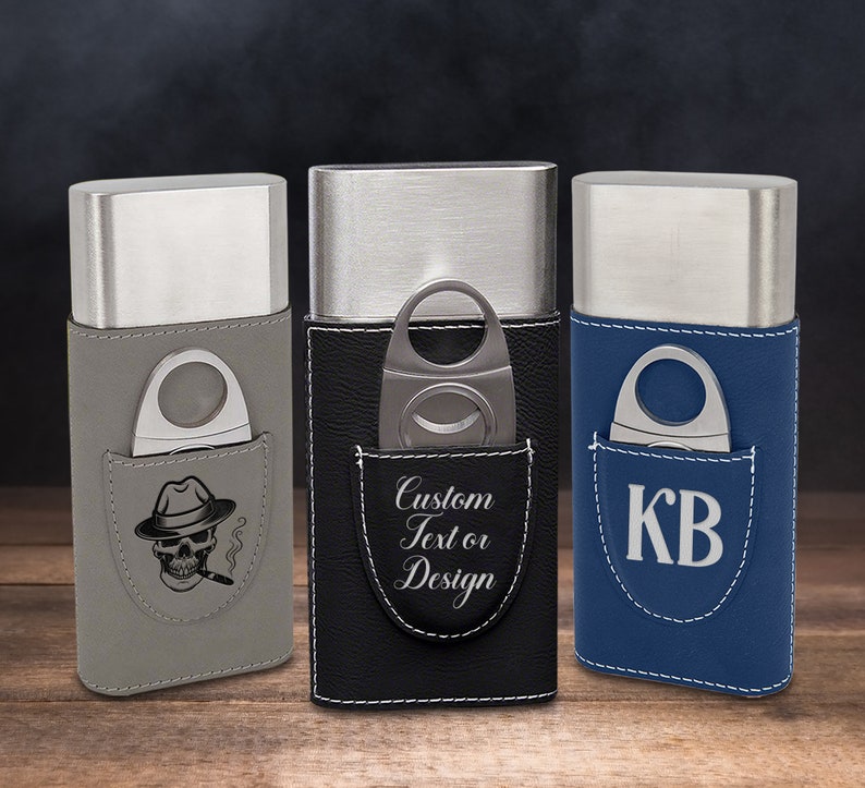 Personalized Cigar Case and Cutter, Leather Cigar Holder With Cutter ...