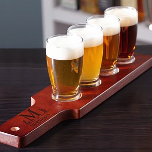 Personalized Monogram Beer Flight Board, Beer Flight Set, Engraved ...