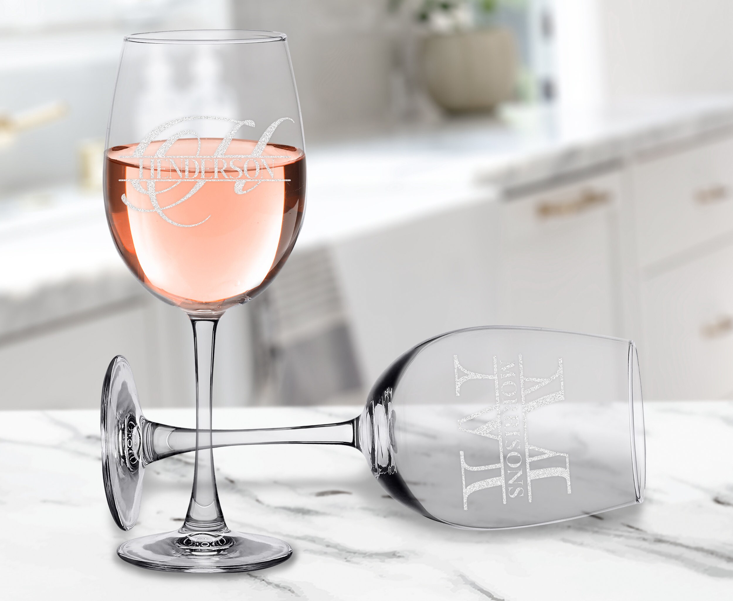 Custom Monogram Wine Glass Custom Engraved 12oz Wine Glass - Etsy