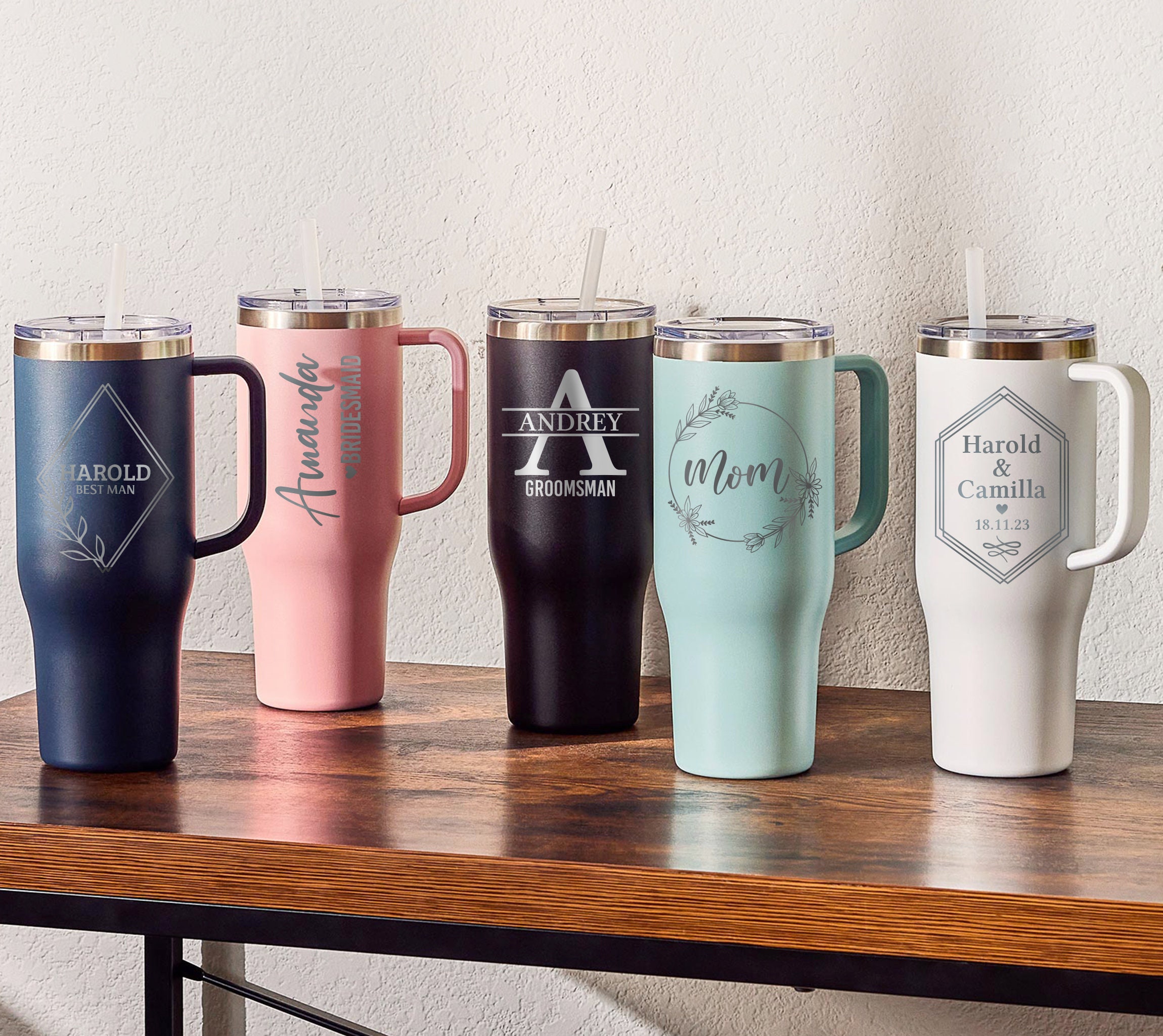 Custom Engraved Tumbler With Handle Stainless Steel Tumbler - Etsy
