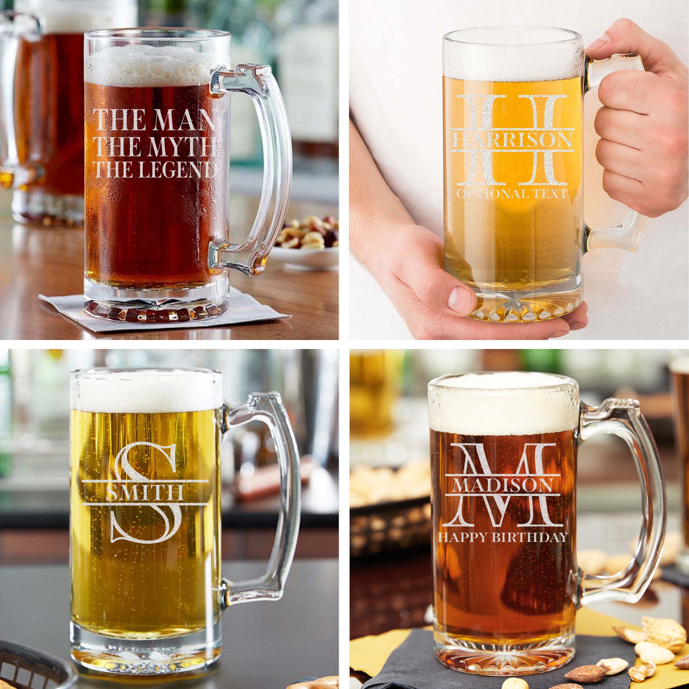 Personalized Monogram Beer Mugs Groomsman Beer Mug Bachelor - Etsy