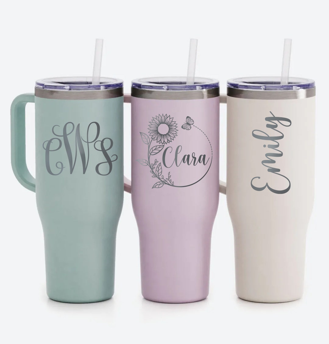 Custom Engraved Tumbler With Handle, Stainless Steel Tumbler With Lid ...