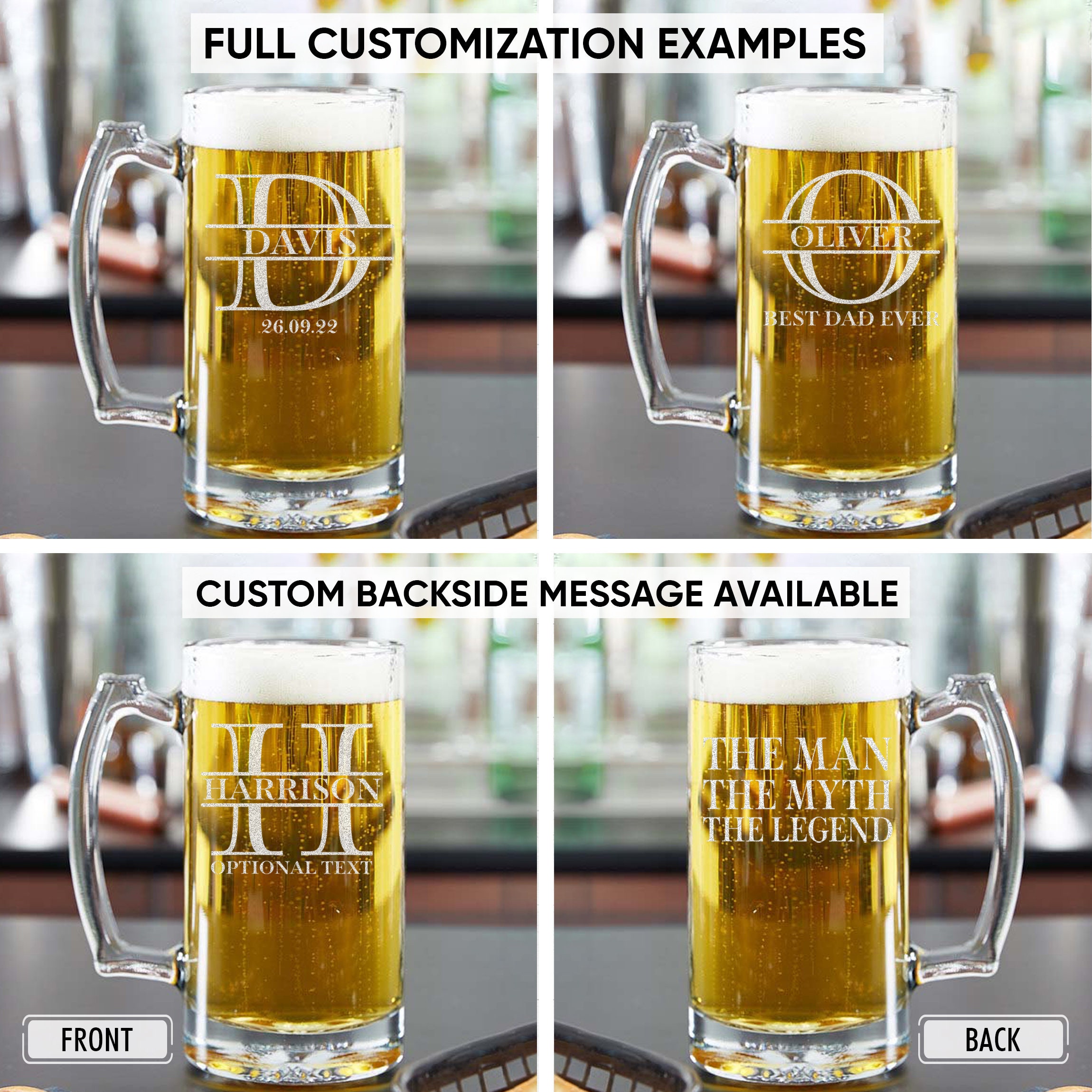 Personalized Monogram Beer Mugs Groomsman Beer Mug Bachelor - Etsy