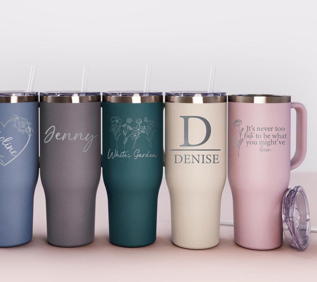 Custom Engraved Tumbler With Handle, 40 Oz Stainless Steel Tumbler With ...