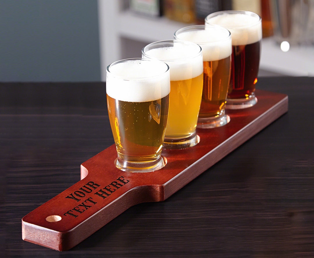Personalized Beer Flight Paddle, Custom Beer Flight With Glass, Beer ...