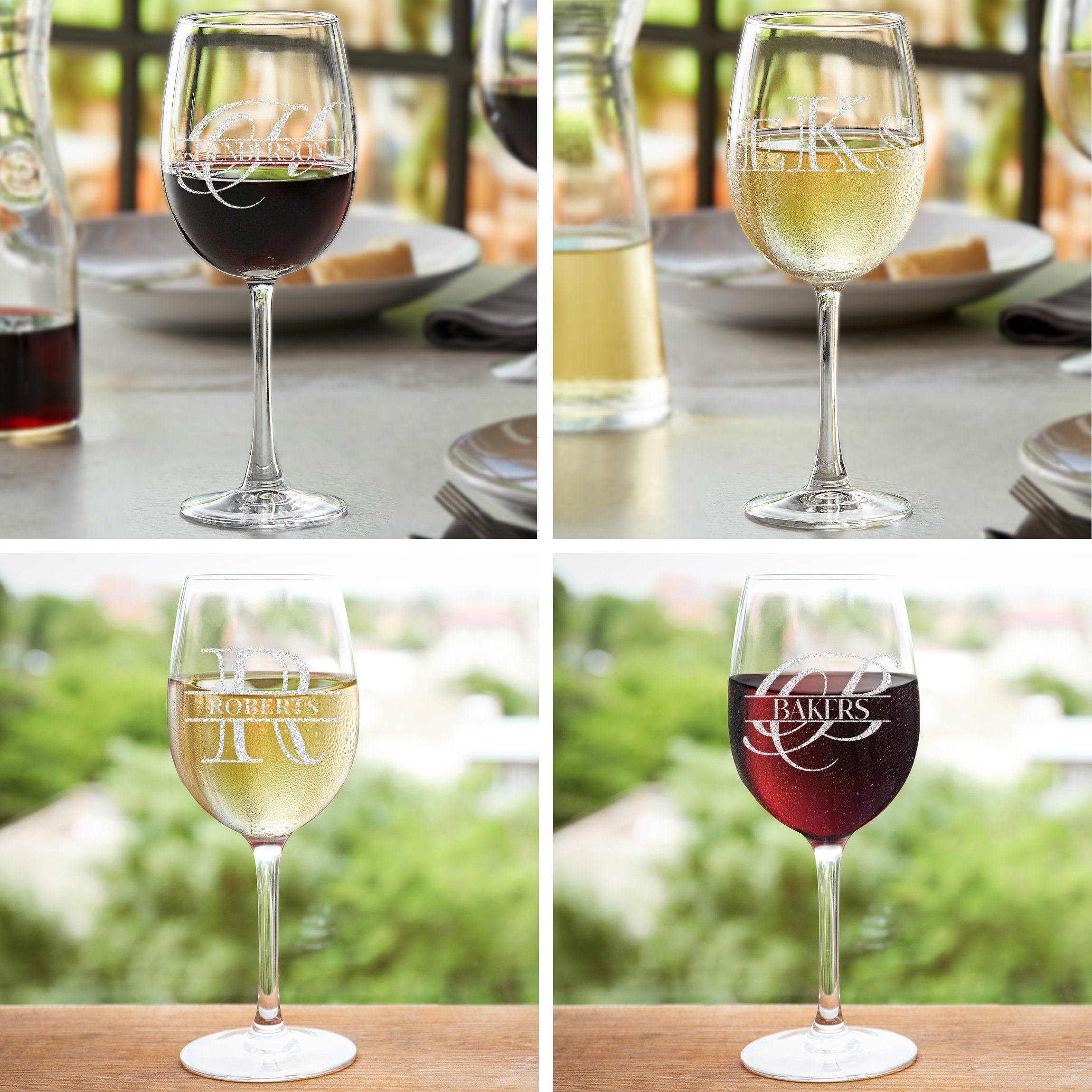 Custom Monogram Wine Glass Custom Engraved 12oz Wine Glass - Etsy